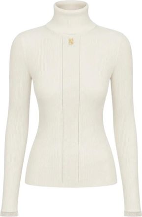 Elisabetta Franchi Dolcevita &agrave; col roul&eacute; c&ocirc;tel&eacute; - Femme - Pulls - Jaune - Taille: 36 FR