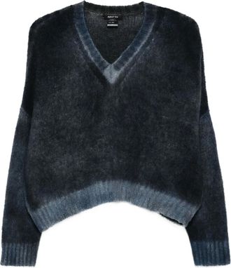 Avant Toi Cropped-Pullover mit V-Ausschnitt - Blau