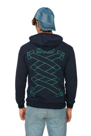 Trendyol Herren Trendyoles Männliches Gedrucktes Sweatshirt Sweatshirt Casual, Navy, XL