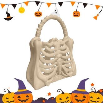Generic Sac à Main en Os Skeletonique Imprimé en 3D, Durable en PLA, Accessoire Gothique Effrayant, Sac à Crâne pour Halloween, Élément Esthétique Sombre pour