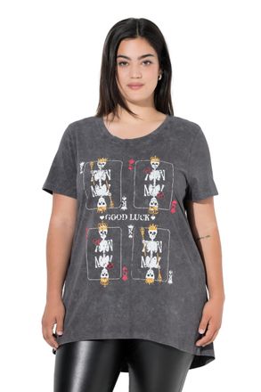 Angel Of Style Damen große Größen Übergrößen Plus Size T-Shirt, längere A-Linie, Totenkopf-Karten anthrazit 56 845847110-56