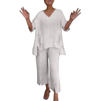 Generic Ensemble de 2 tenues de d&eacute;tente pour femme - Sweat surdimensionn&eacute; - Pantalon de surv&ecirc;tement ample tendance avec poches - V&ecirc;tements de loisirs pour fem