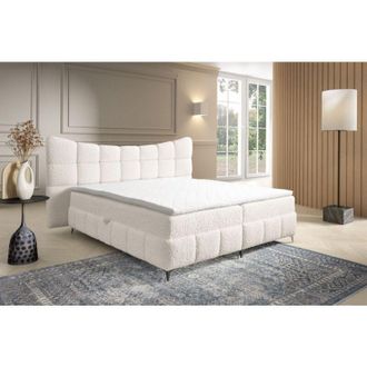 Fun Möbel Boxspringbett Bett Schlafzimmerbett NOVA 120x200cm Stoff Rolf Creme