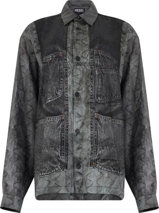 Diesel Homme, Chemises, Gris, Taille: S Chemise avec empi&egrave;cements en denim