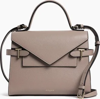 Le Tanneur Sac &agrave; main double rabat moyen mod&egrave;le Emilie en cuir grain&eacute;