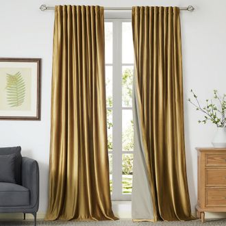 PRIMROSE Vollverdunkelungsvorh&auml;nge aus Samt, 259,1 cm lang, f&uuml;r Wohnzimmer, 2 Paneele, Stangentasche, Thermo-Fenstervorh&auml;nge, Raumverdunkelung, schwere dekorat