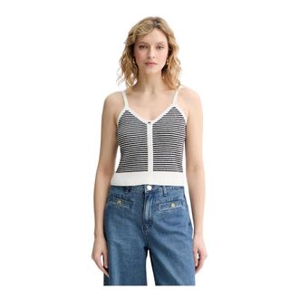 Karl Lagerfeld Femme, Tops, Noir, Taille: 40 FR Ikon Striped Knit Top