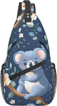 Generic Sacoche Homme Bandouliere Motif de fleur de koala mignon Polyester Sac Bandouli&egrave;re Antivol Crossbody Bag pour Cyclisme Femme &eacute;cole