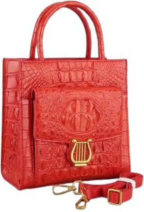 Generic Sac cabas pour femme en cuir dalligator v&eacute;ritable exotique, petit sac &agrave; bandouli&egrave;re, mini sac &agrave; main en cuir de crocodile authentique