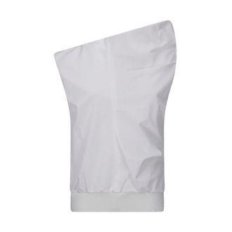 sacai Femme, Tops, Blanc, Taille: 38 FR Asymmetric Gathered-Hem Poplin Top