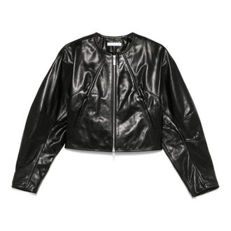 Helmut Lang Femme, Vestes, Noir, Taille: 38 FR Veste en cuir articul&eacute;e
