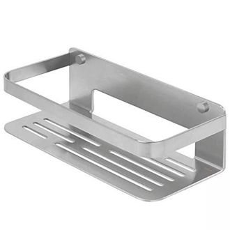 Tiger Caddy Duschkorb Rechteck klein, Duschablage aus Edelstahl, Duschregal für kleine Duschkabinen, Edelstahl gebürstet