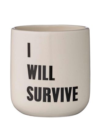 Bloomingville Blumentopf I Will Survive, Creme/schwarz Ø9,5xH10,5cm