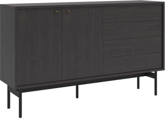 Selsey Olar - Sideboard 2-türig mit vier Schubladen, Holzoptik Esche Portland Schwarz, 154 cm - Selsey