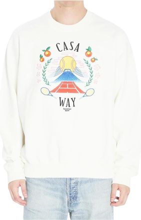 Casablanca Homme, Sweatshirts et sweats &agrave; capuche, Blanc, Taille: L SweaT-shirt ras du cou avec imprim&eacute; graphique