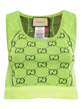 Gucci Cropped-Top aus Jacquard - Gr&uuml;n