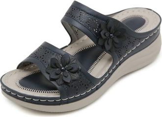 Generic Pantoufles d&eacute;t&eacute; pour femme &agrave; t&ecirc;te ronde tendance avec bouche de poisson - Sandales creuses d&eacute;contract&eacute;es - Grande taille, bleu, 36.5 EU