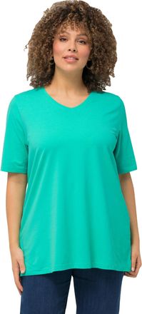 Ulla Popken Damen, A-Linie, V-Ausschnitt, Halbarm T-Shirt, Türkisgrün, 54-56