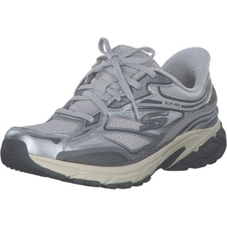 Skechers Damen Stamina Sport Sneaker, Silver Duraleather/Gray Mesh/Trim, 36.5 EU