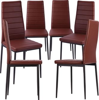 Trisens Esszimmerstühle 2/4/6/8 Set Stuhl Küchenstuhl Wohnzimmerstühle Kunstleder Stühle, Farbe:Braun, Set:6er