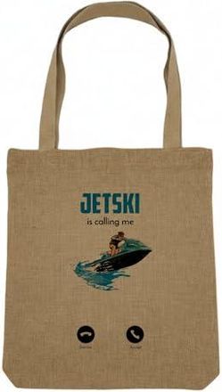 Fabulous Sac Shopping Tote Bag Aspect Lin - Jetski Is Calling Me Extreme Sport - Sac de Courses Toile Epaisse 360g Beige Naturel Cabas Port&eacute; Epaule Solide Impr