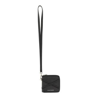 Alexander McQueen Leather Zip Card Holder with Lanyard - - Accessories - Herren - Schwarzk - ONE SIZE