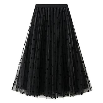 Generic Legging pour femme - Taille &eacute;lastique - Tulle - Jupe midi - Taille haute - Robe en maille - Jupe crayon - Noir - Pour femme, Noir, taille unique