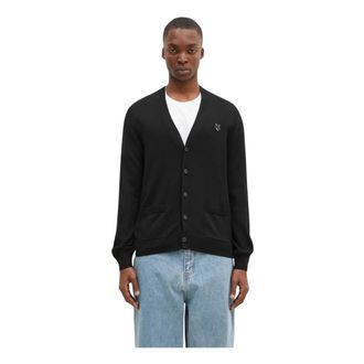 Maison Kitsun&eacute; Kardigan mit auff&auml;lligem Fuchs-Kopf-Patch - - Knitwear - Herren - Schwarzk - L