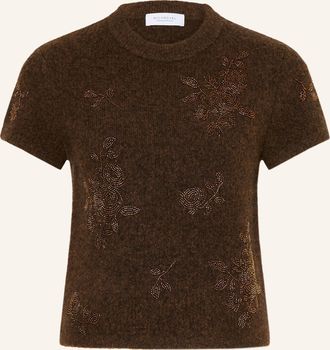 Rich & Royal Strickshirt Mit Schmuckperlen braun