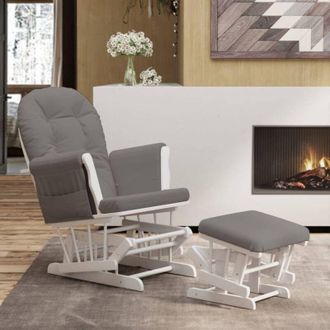 vidaXL Schaukelsessel mit Hocker Gleitend Dunkelgrau Stoff - Vidaxl