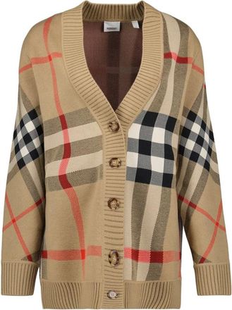 Burberry Femme, Pulls, Brun, Taille: 38 FR Oversized Check Cardigan