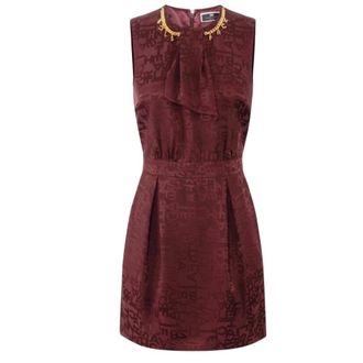 Elisabetta Franchi &Auml;rmelloses Jacquard-Mini-Kleid mit Schriftzug - - Dresses - Damen - Rot - M