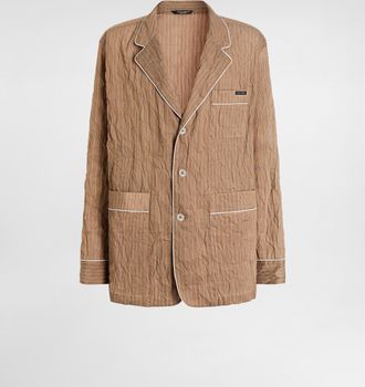 Dolce & Gabbana Crinkled Striped Fabric Shirt-style Vanity Robe - Mann Hemden Multicolor 58