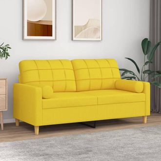 vidaXL 2-Sitzer-Sofa mit Zierkissen Hellgelb 140 cm Stoff - Vidaxl