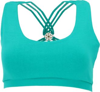 Guru Shop Goa Psytrance Bikini Top, Boho Top, Pixi Yoga Top - Petrol, Damen, Baumwolle, Size:L