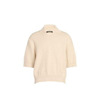 Jacquemus Polo manches courtes maille chevron en coton et soie