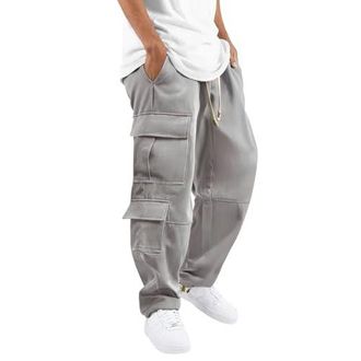 Generic Pantalon cargo dext&eacute;rieur pour homme, coupe d&eacute;contract&eacute;e pour la randonn&eacute;e et la marche, l&eacute;ger avec poches, pantalon confortable, gris, XXL