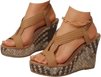 Generic Sandales d&eacute;t&eacute; larges &agrave; talons bas pour femme - Talon bas - Orthop&eacute;diques - Bout ouvert - Sangle de cheville avec sangle de soutien de la vo&ucirc;te plantai