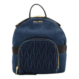 Miu Miu Pre-owned Sac &agrave; dos en jean - Femme - Pre-owned - Bleu - Taille: ONE Size