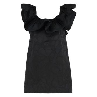 Elisabetta Franchi Femme, Robes, Noir, Taille: 36 FR Robe Mini en Jacquard Floral Volant&eacute;
