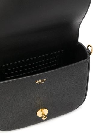 Mulberry Leather Twist-Lock Crossbody Bag - Black