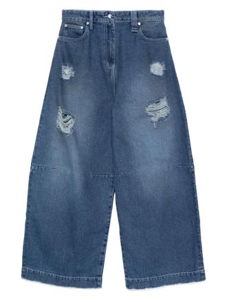 Simone Rocha jean à effet usé - Bleu