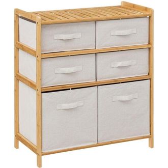 5five Simply Smart 5Five Simply Smart - Etag&egrave;re en bambou avec 6 paniers amovibles - Dimensions 66x33x78,5 cm - Rangement pour v&ecirc;tements, jouets et livres