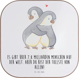 Mr. & Mrs. Panda Untersetzer Tasse Pinguine Kuscheln - Geschenk, für Freundin, Frauen, Mitbringsel, Gläser, Tassenuntersetzer, Partner, gläseruntersetzer, Valentinstag