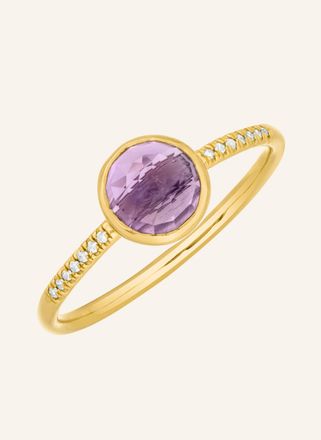 Leaf Ring Amethyst Aus 14 Karat Gelbgold Mit Diamanten gold