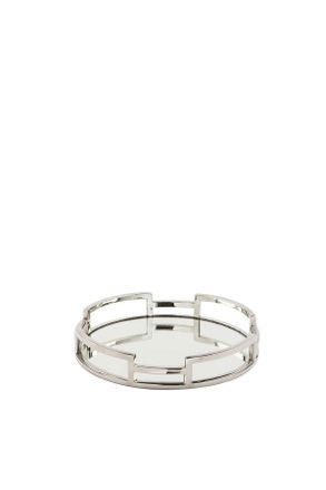 Fink Dekotablett, Silber, Metall, Glas, rund, 5 cm, Dekoration, Dekoartikel, Dekoteller & -tabletts