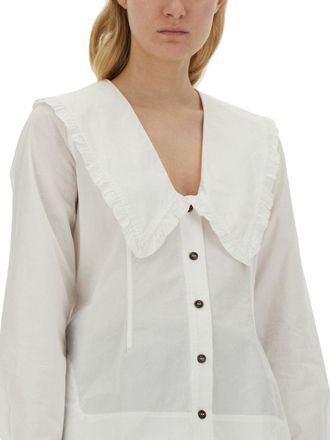 Ganni Peter Pan Collar Shirt - White