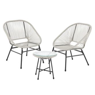 SVITA Tulum Balkon-Möbel 3-TLG. Garten-Möbel Set Balkonstühle mit Tisch Weiß