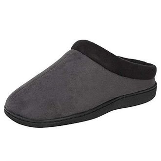 Hanes Mens Comfort Memory Foam Slip on Clog House Shoes with Indoor/Outdoor Anti-Skid Sole (Grey, Size Small)