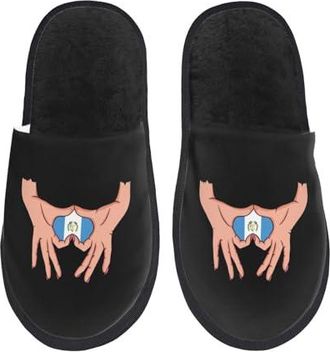 Generic Chaussons Tenir LAmour Dans Vos Mains Drapeau Du Guatemala Anti Odeur Pantoufles Portative Chaussons Maison Pour Voyage DIntérieur Hiver M